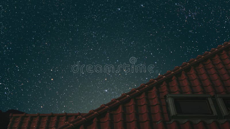 Roof of the House Under the Night Blue Sky Stock Image - Image of full ...