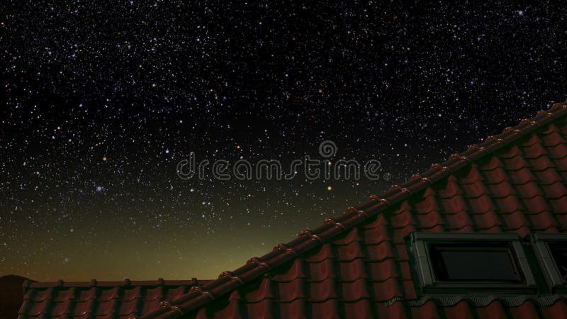 Roof of the House Under the Night Blue Sky Stock Image - Image of full ...