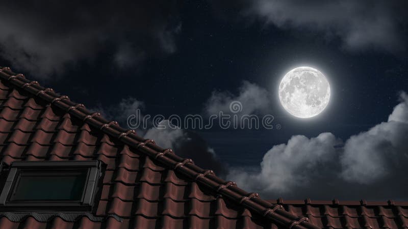 Roof of the House Under the Night Blue Sky Stock Image - Image of full ...