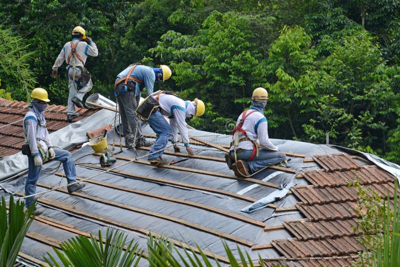 Roof tiles installation stock photo. Image of wide, lying - 21301658