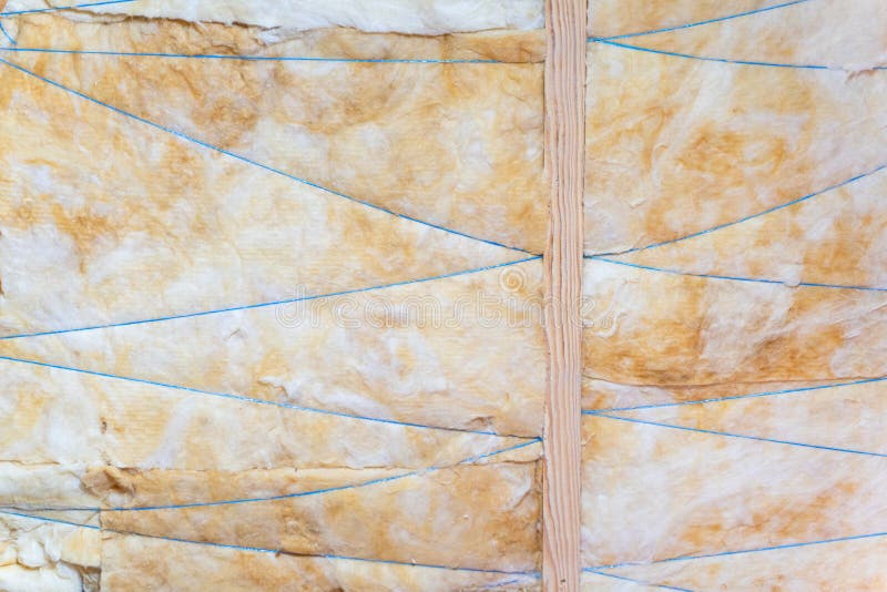 The Roof is Insulated with Yellow Glass Wool. Insulation Hemming with ...