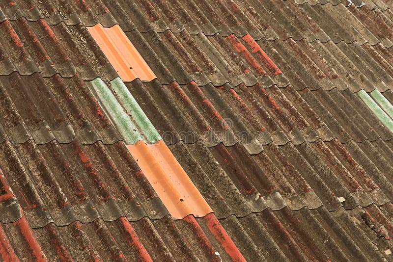 Roof Iron Panels Rusty Old Inclined with Bright Red Pattern Stock Image ...
