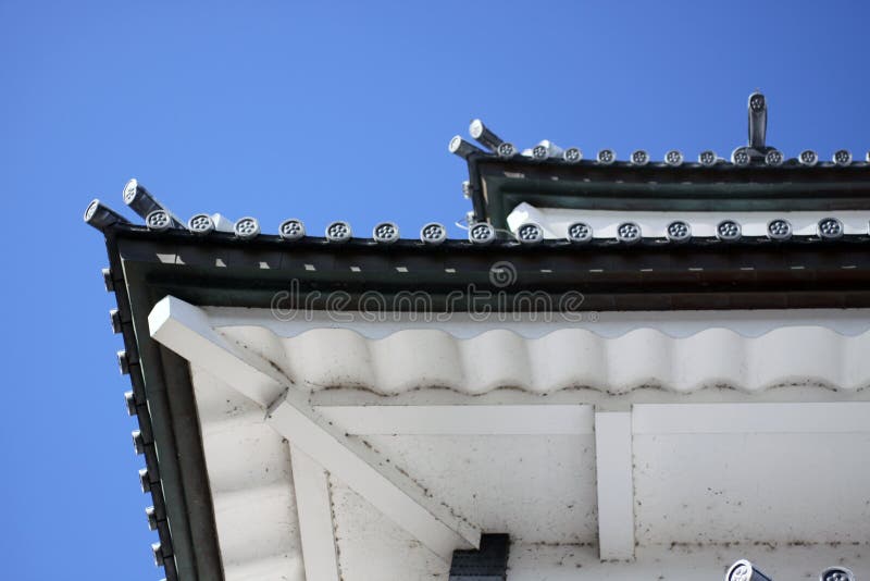 Roof of a Japanese Castle from Below Stock Photo - Image of decorated ...