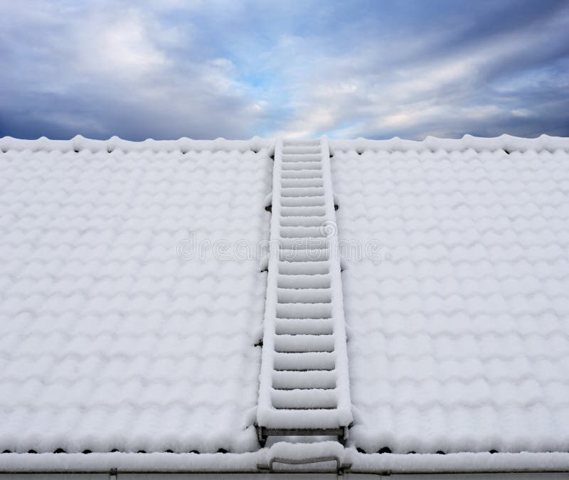 Roof ladder in snow stock image. Image of tiled, tiles - 38127229