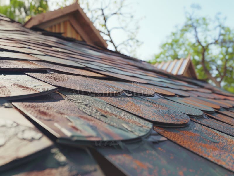 A Roof with a Lot of Rust and a Few Green Spots Stock Photo - Image of ...