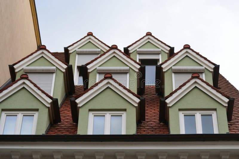 Roof with Many Windows with Double Sashes Stock Image - Image of glass ...