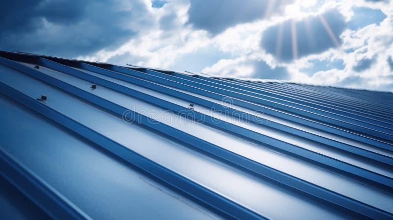A Roof Metal Sheet with a Blue Sky with Clouds Stock Illustration ...
