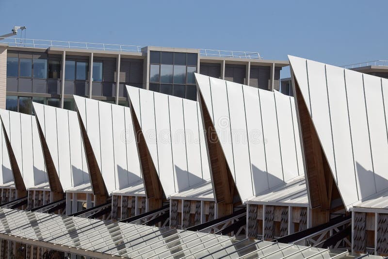 Roof of a modern building stock photo. Image of stair - 247957262