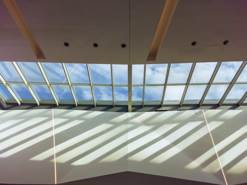 Roof of a Modern Building with a Large Skylight Stock Photo - Image of ...