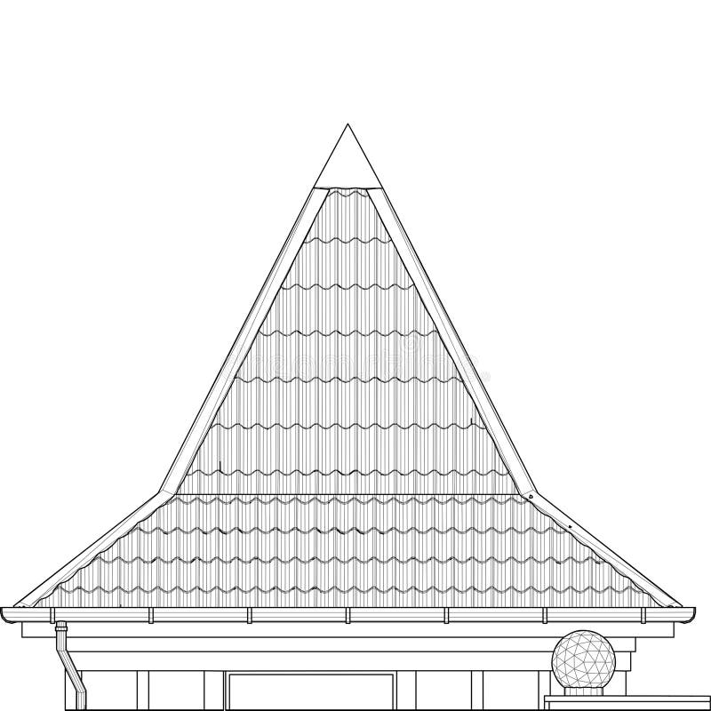 The Roof of the Modern Building Tower Vector. View of the Hipped Roof ...