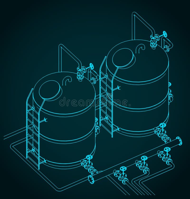 Water Storage Tanks Blueprint Stock Vector - Illustration of container ...