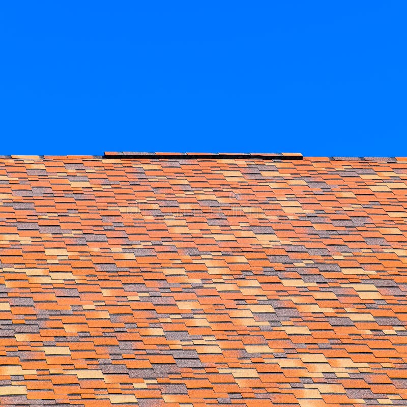 Roof from Multi-colored Bituminous Shingles. Stock Photo - Image of ...