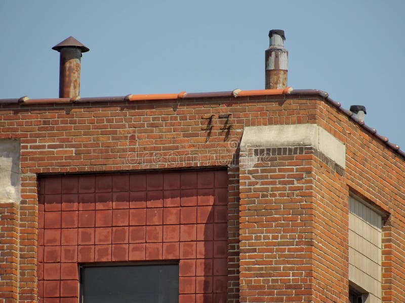 Roof of Old Brick Building in Industrial Zone Stock Image - Image of ...