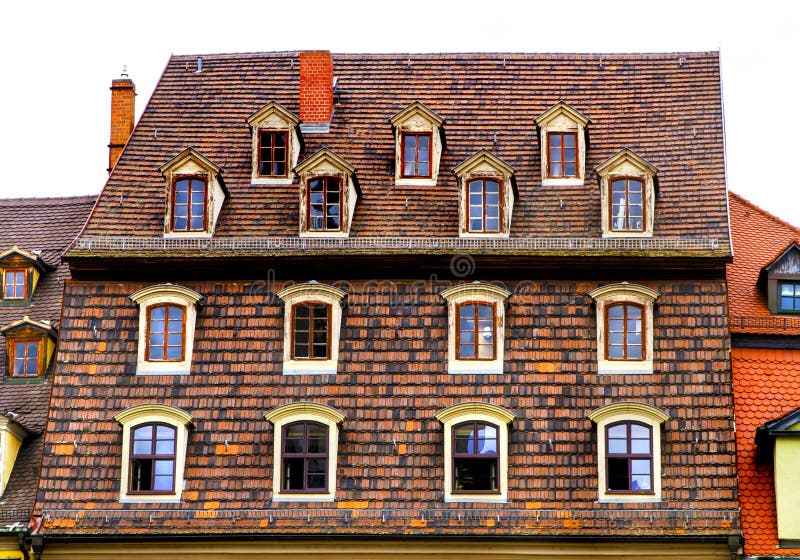 Roof of the Old German House with Dormer Window Stock Photo - Image of ...