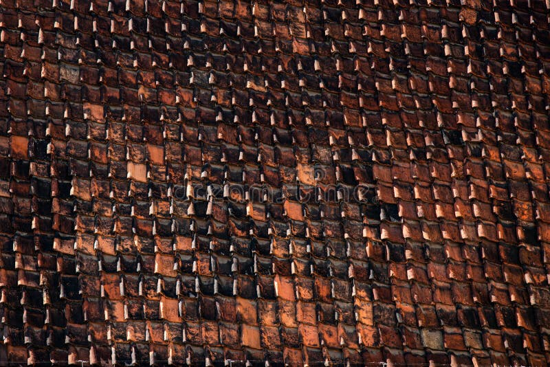 Roof with Old Weathered Clay Roof Tiles Repeat Pattern Stock Photo ...
