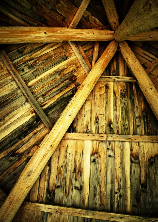 The Roof of the Old Wooden Shelter from the Inside Stock Photo - Image ...
