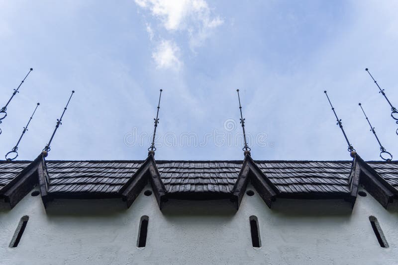 Roof and Parapet of a Ancient House. Stock Photo - Image of ...