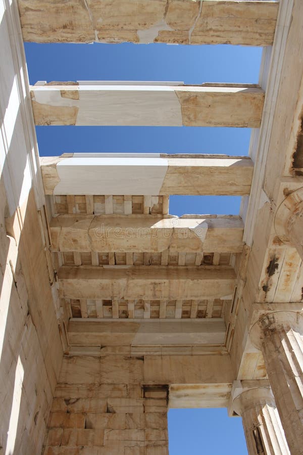 Roof of Propylaea in Acropolis - Athens - Greece Stock Photo - Image of ...