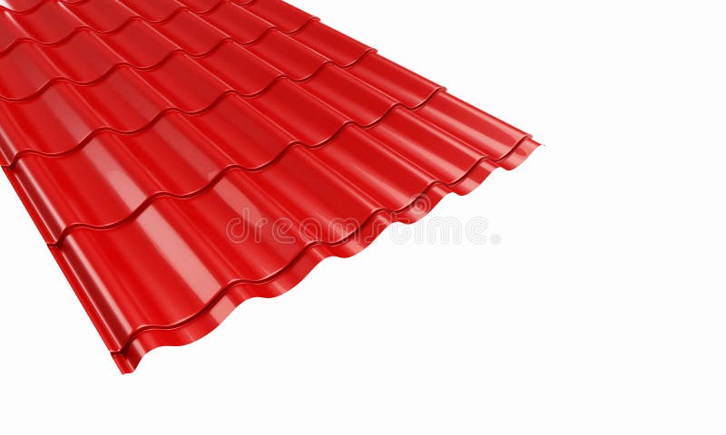 Roof red metal tile stock illustration. Illustration of perspective ...