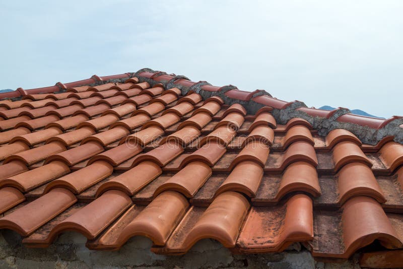 Roof of Red Tile Close-up. Montenegro Stock Photo - Image of cover ...