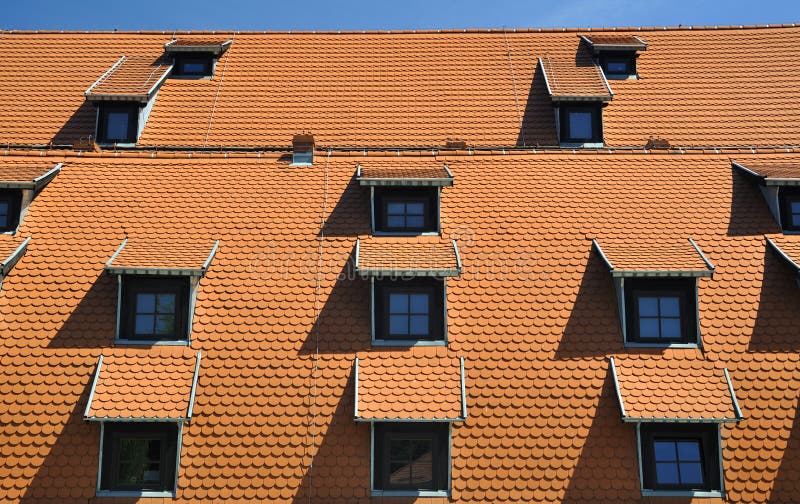 Roof of red tiles. stock image. Image of building, roof - 19779381