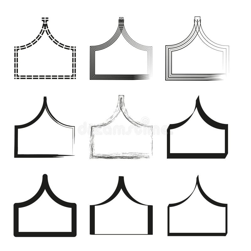 Roof Shape Collection. Architectural Outline Symbol. Building Top ...