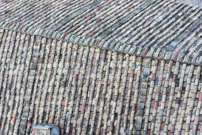 The Texture of the Old Roof in Rome in Italy. Stock Image - Image of ...