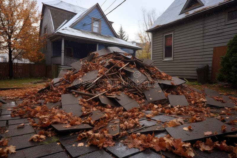 Roof Shingles Scattered on the Ground Post-storm Stock Illustration ...