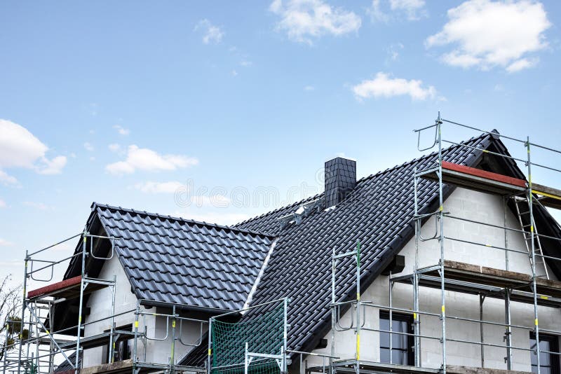 Roof of a Single-family House Under Construction Stock Image - Image of ...
