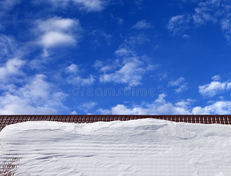 Roof in Snow and Blue Sky with Clouds Stock Photo - Image of hotel ...