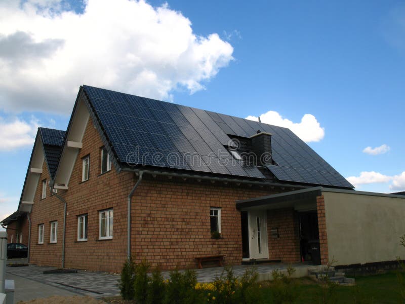 Roof with solar cells stock image. Image of sunshine - 12761291