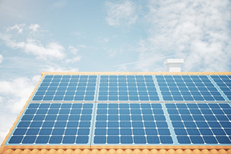 Roof with Solar Panels Front Stock Illustration - Illustration of ...