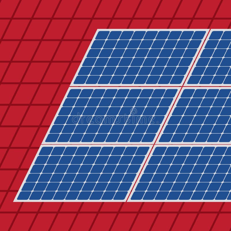 Roof with solar panels stock vector. Illustration of building - 188992458