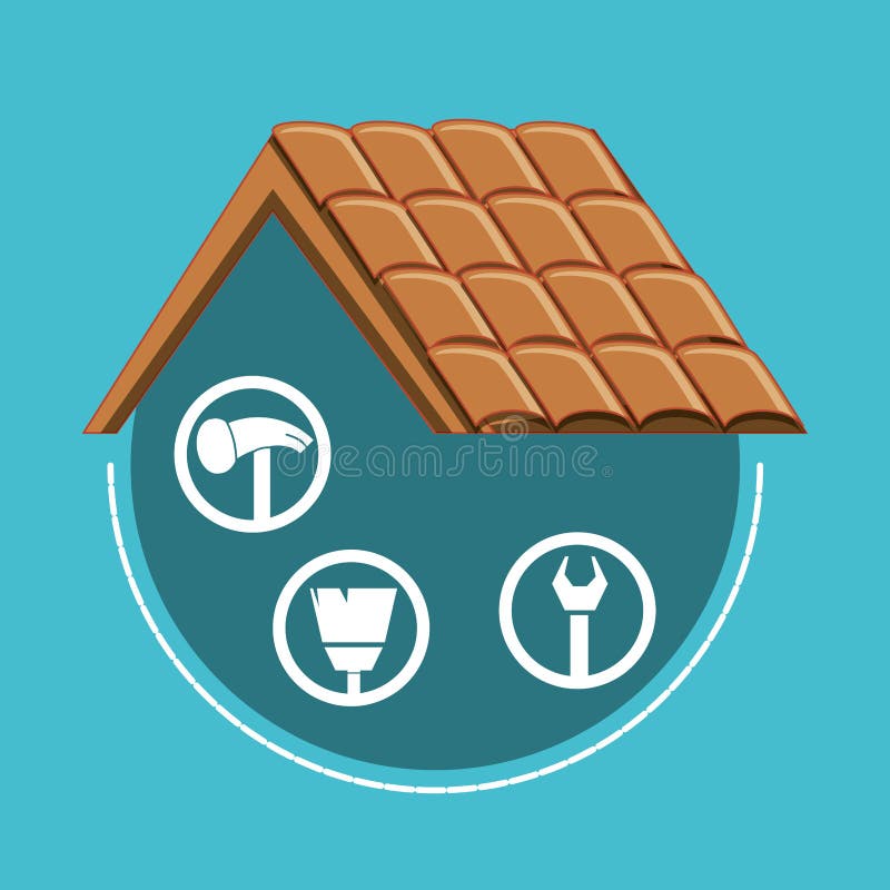 Roof Structure with Home Repair Icons Stock Vector - Illustration of ...
