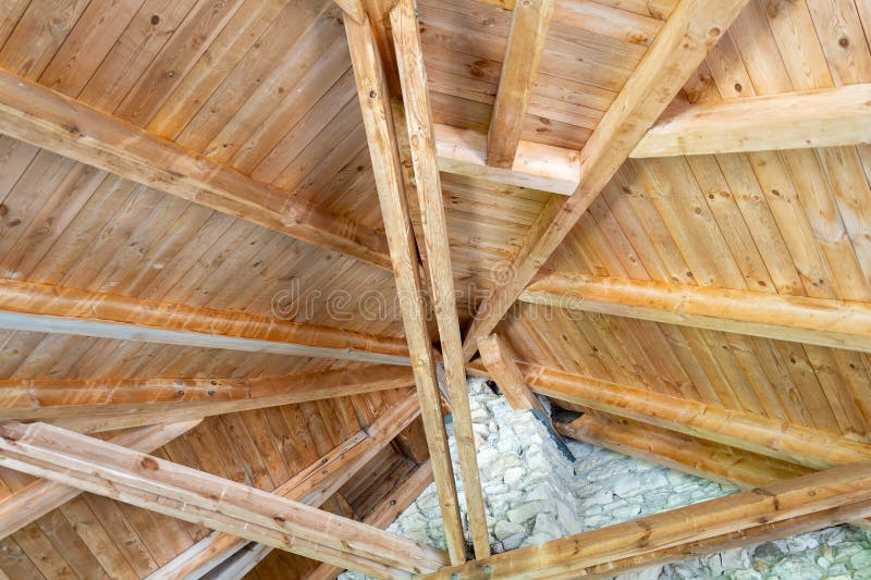Roof Structure Made of Wood Stock Image - Image of craftsmanship ...