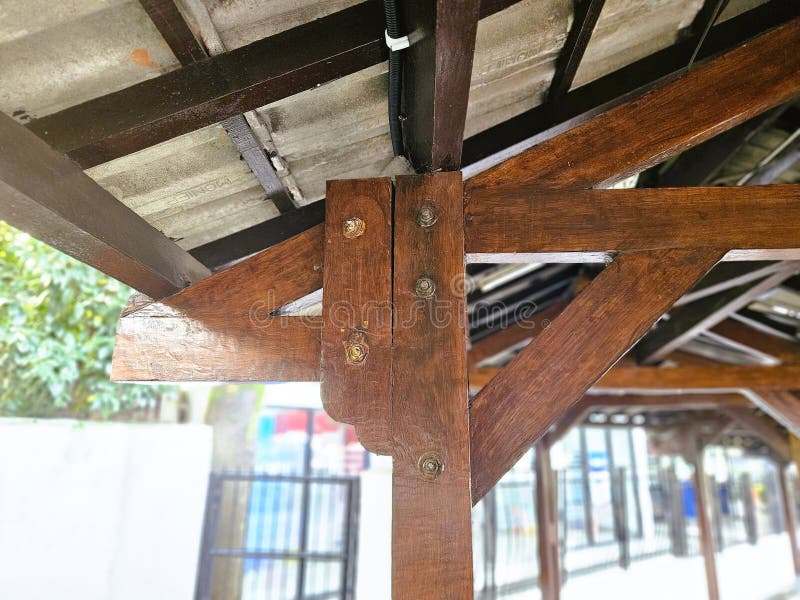 The Roof Structure is Made of Wood Stock Photo - Image of pattern ...