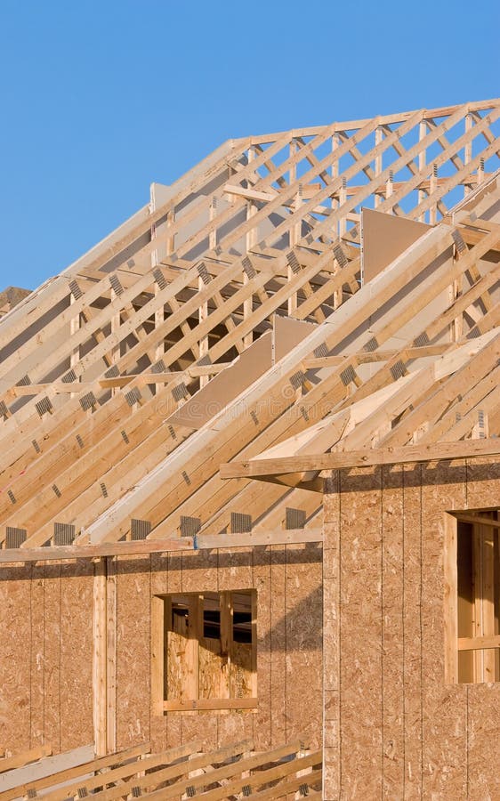 Roof Structure of a New Home Stock Image - Image of structure ...