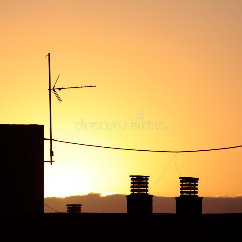 Roof in a sunset stock photo. Image of city, sunrise - 33904404