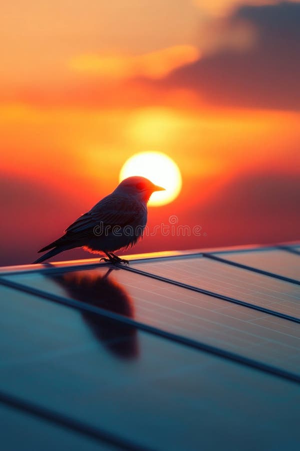 Roof Sunset Bird Perch stock photo. Image of roof, scene - 378301262