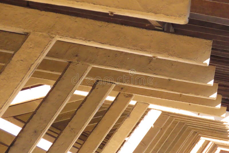 Roof Support Made with Various Geometric Shapes in Wood, Perspective ...