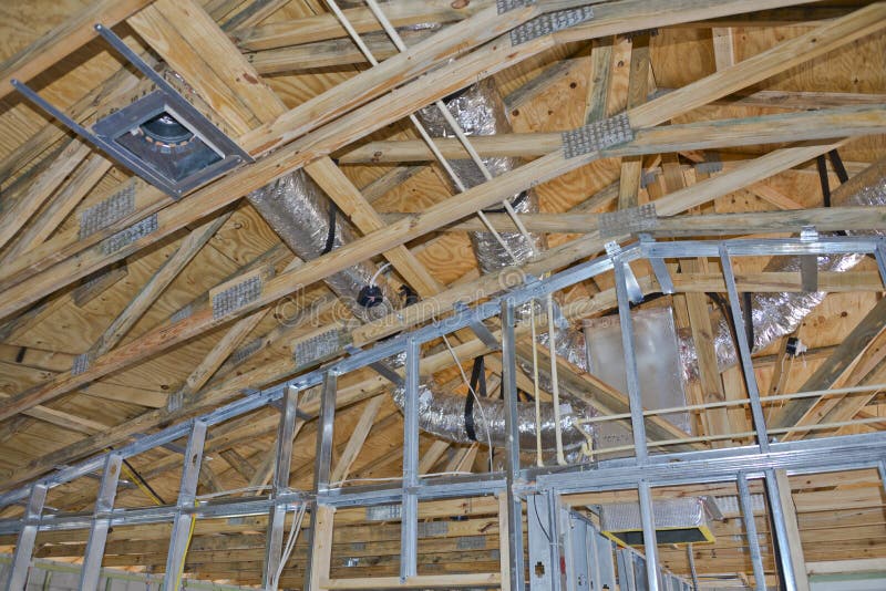 Roof and Support Structures in New Home Stock Image - Image of vent ...