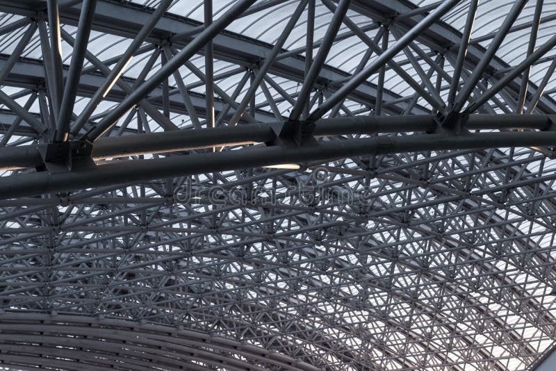 Roof Supporting Metal Structures Stock Photo - Image of metal, glass ...