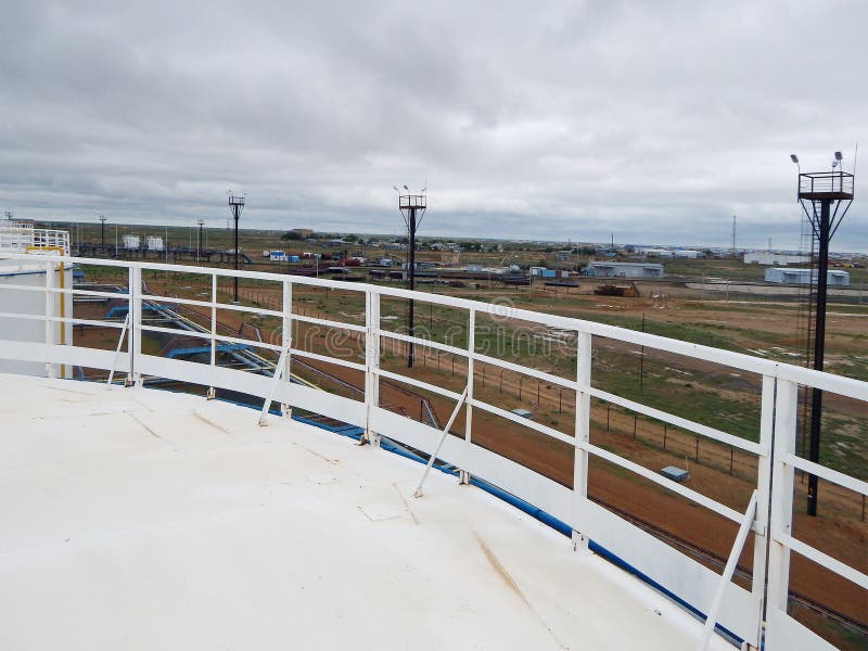Roof of the tank. stock image. Image of railing, metal - 73799521