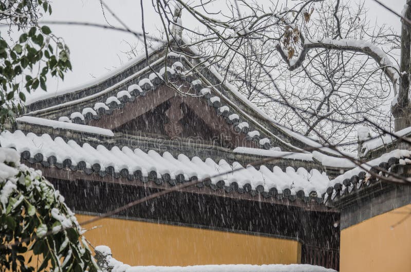 Temple in snowstorm stock image. Image of brick, blizzard - 107265541