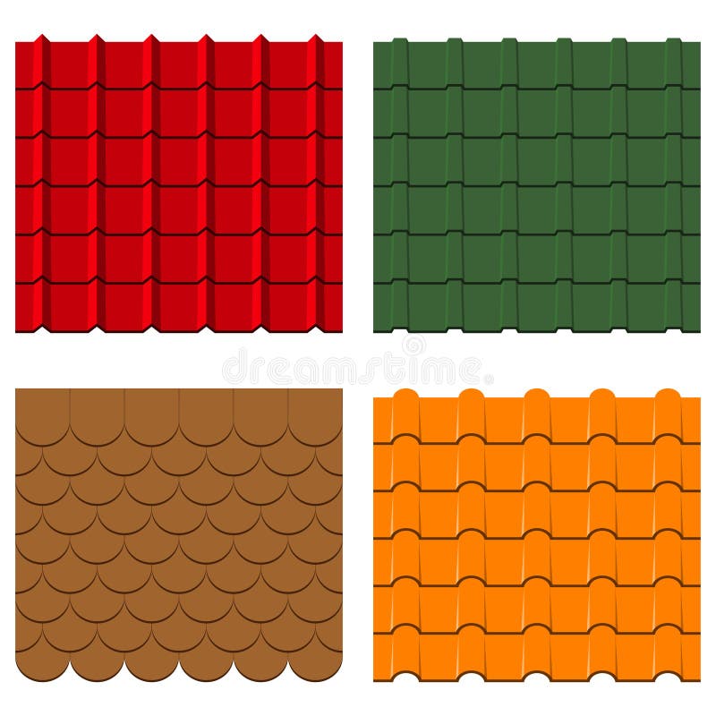Roof Tiles Set. Collection of Shingles and Profiles, Seamless ... Roof Tiles Set. Collection of Shingles and Profiles, Seamless ...