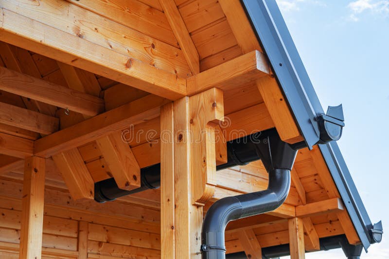 Wooden Housing Construction. the Roof of a Timber Frame House. Frame ...
