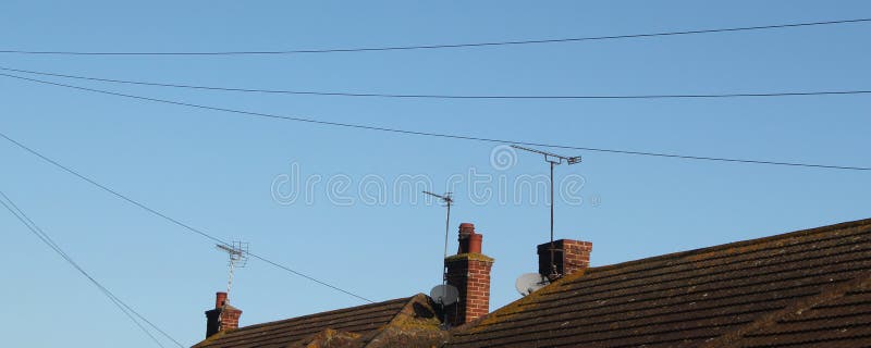 Roof Top Clutter stock photo. Image of blue, wires, tops - 23963432