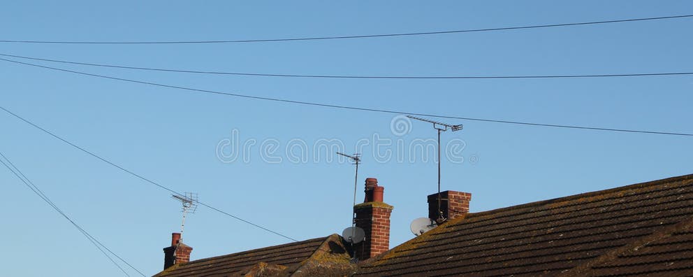 Roof Top Clutter stock photo. Image of blue, wires, tops - 23963432