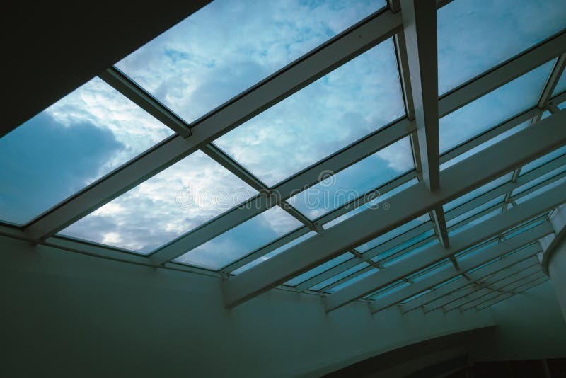 Roof with Transparent Windows View from Inside Stock Photo - Image of ...