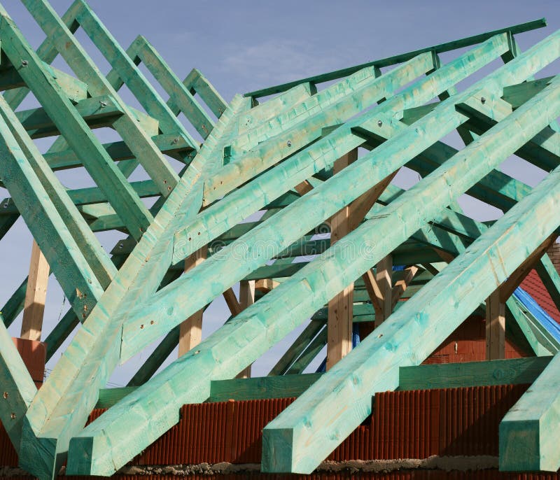 Roof trusses 7 stock photo. Image of struts, construction - 34666878